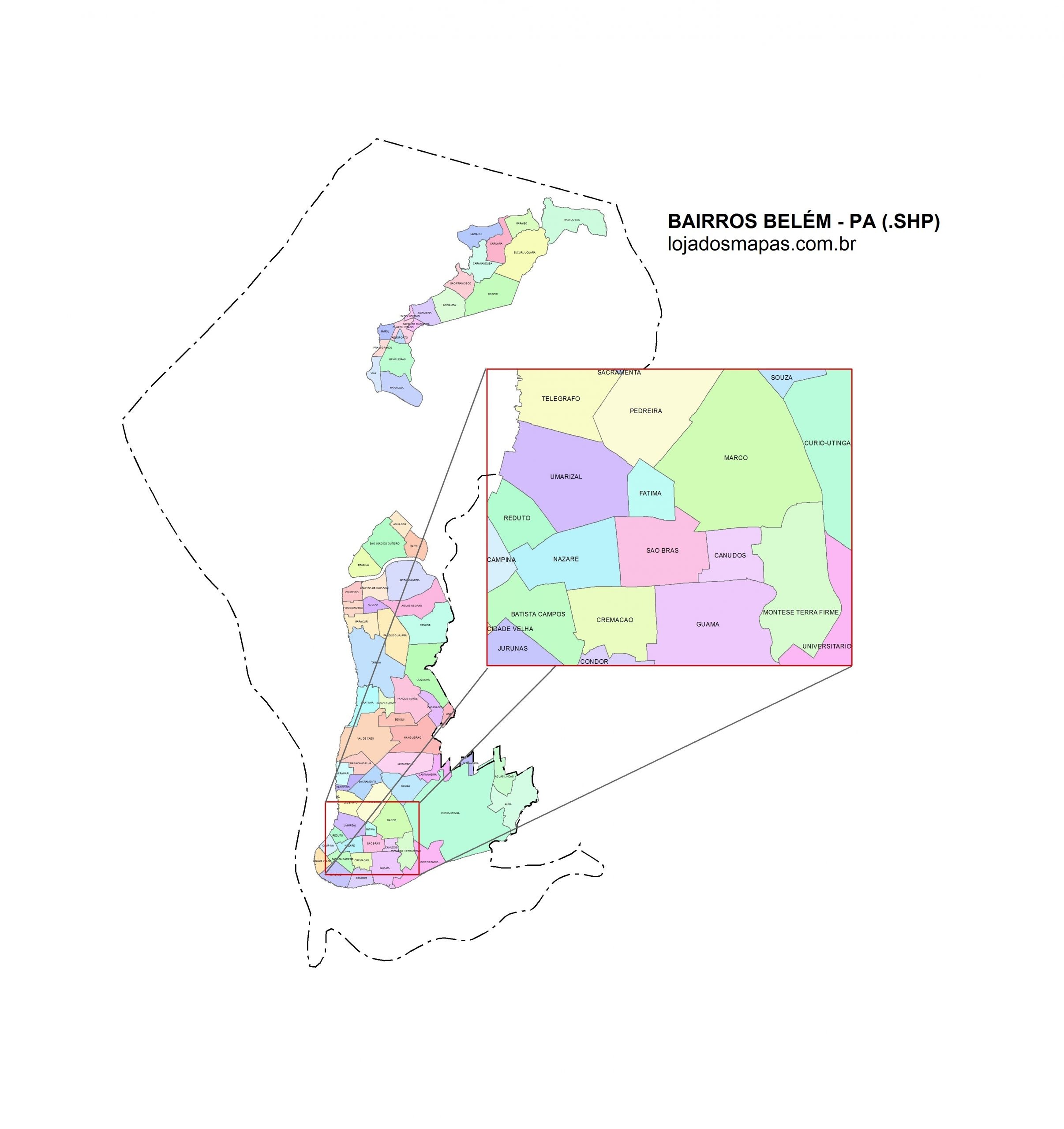 Baixar Shapefile dos Bairros de Belém do Pará | Mapas Acadêmicos