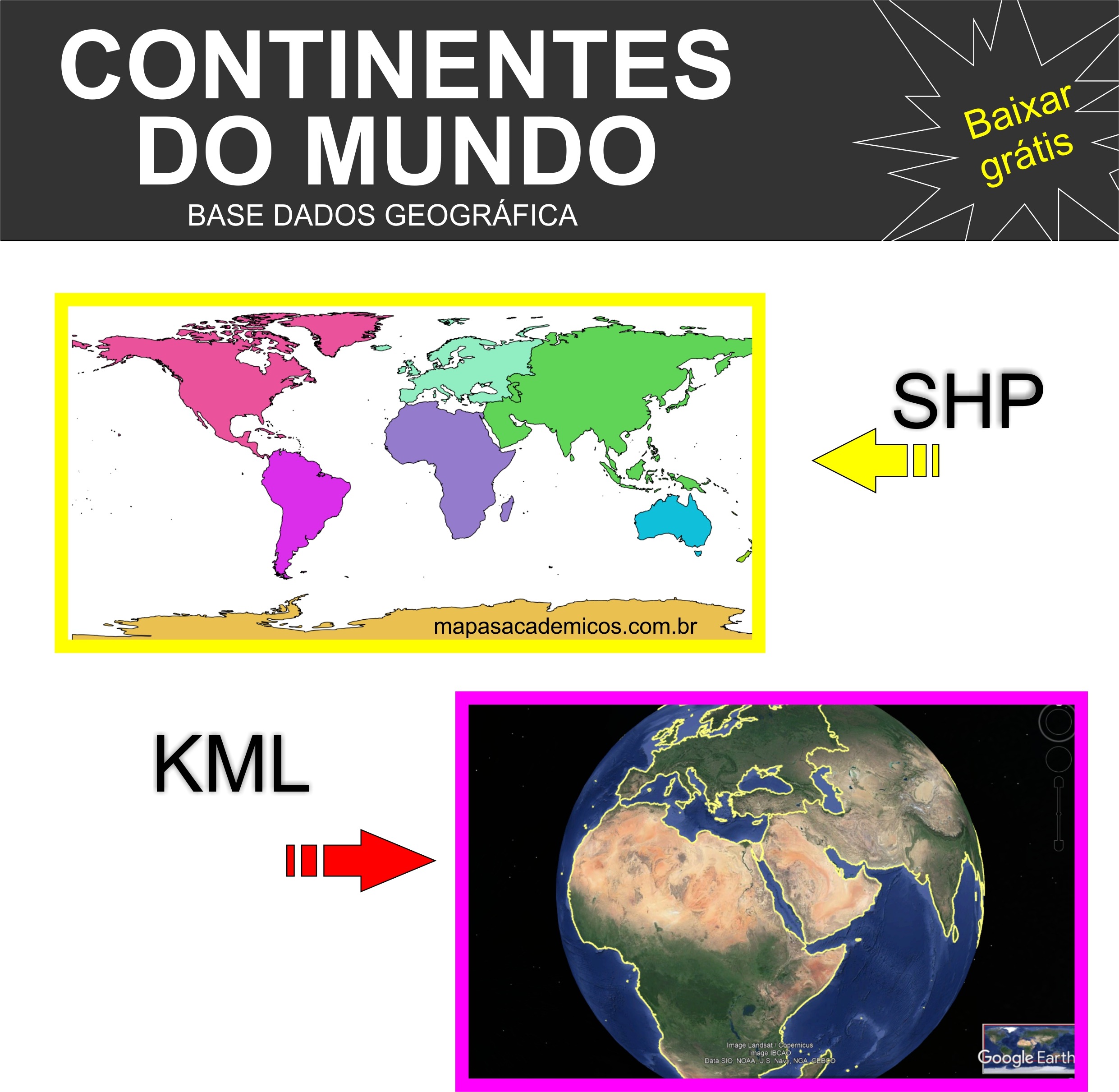 Download Shapefile e KML dos Continentes do Mundo | Mapas Acadêmicos